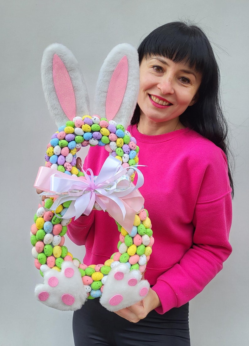 Easter Bunny Wreath, Nursery Easter Decor, Easter Egg Wreath, Bunny ...