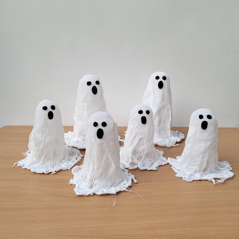 6 Handmade Ghosts Tea Light Holder, Halloween Night Light, Spooky ...