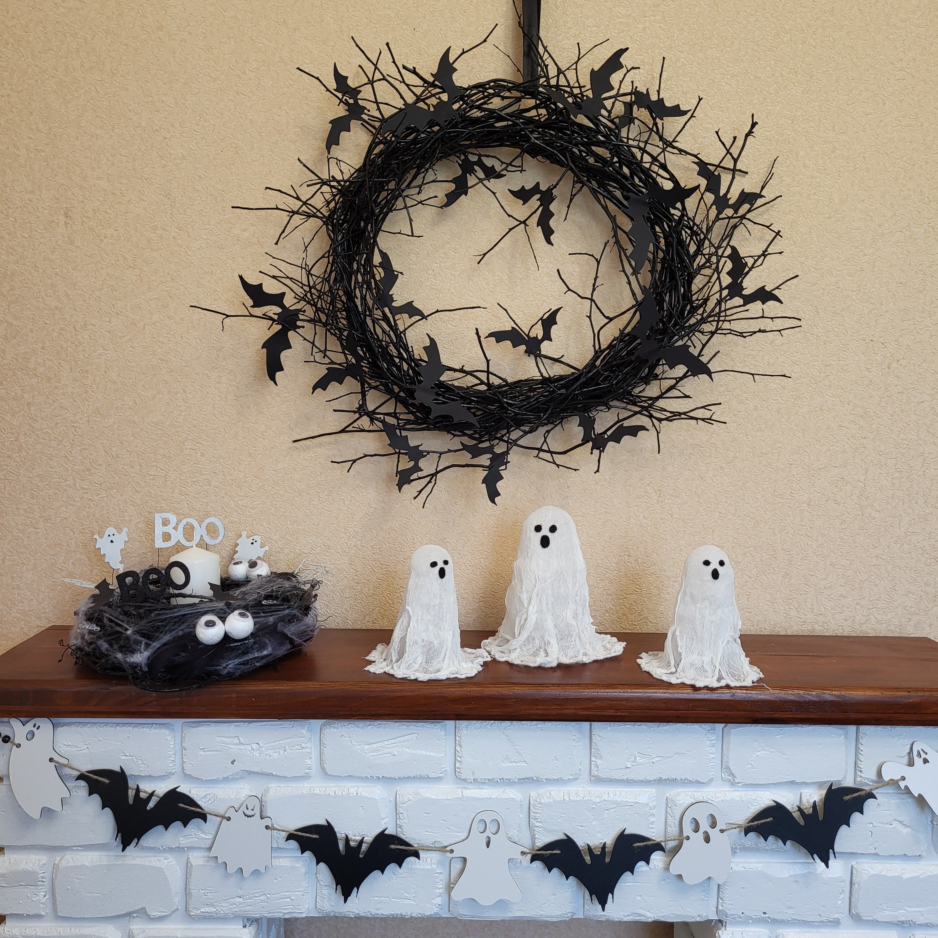 3 Handmade Ghosts Tea Light Holder, Halloween Night Light, Spooky ...