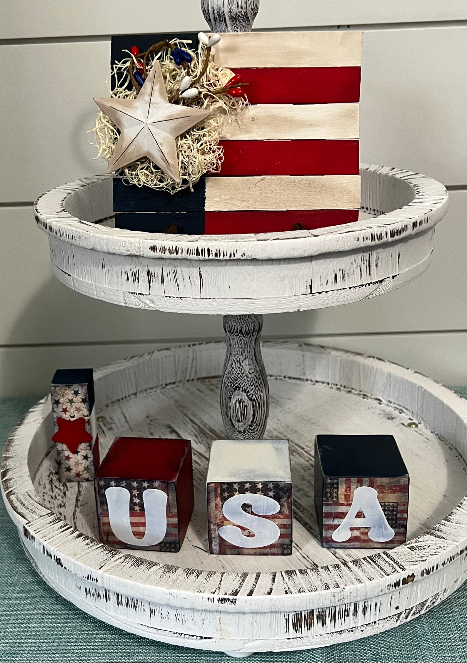 Patriotic July 4th Tier Tray Decor - Etsy