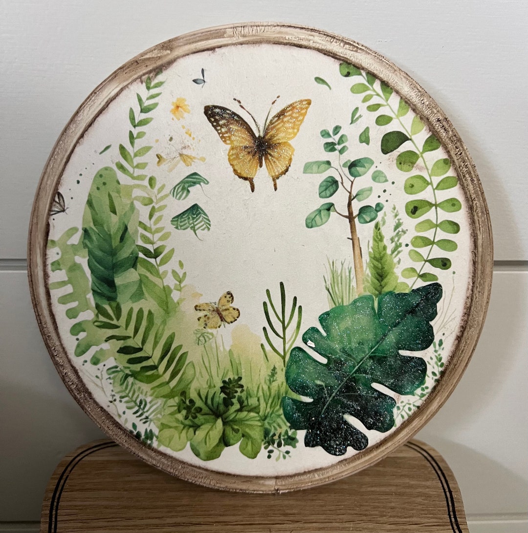 Green Plants With Butterflies Shelf Sitter - Etsy