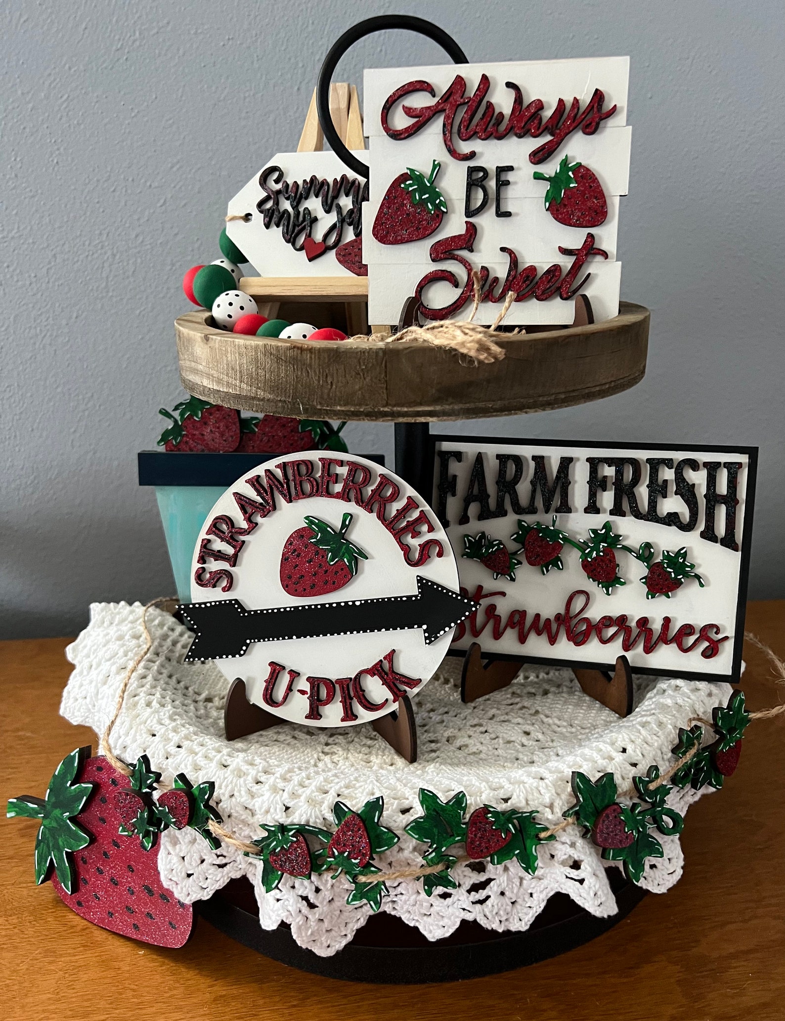 Fresh Strawberries Tier Tray Decor - Etsy