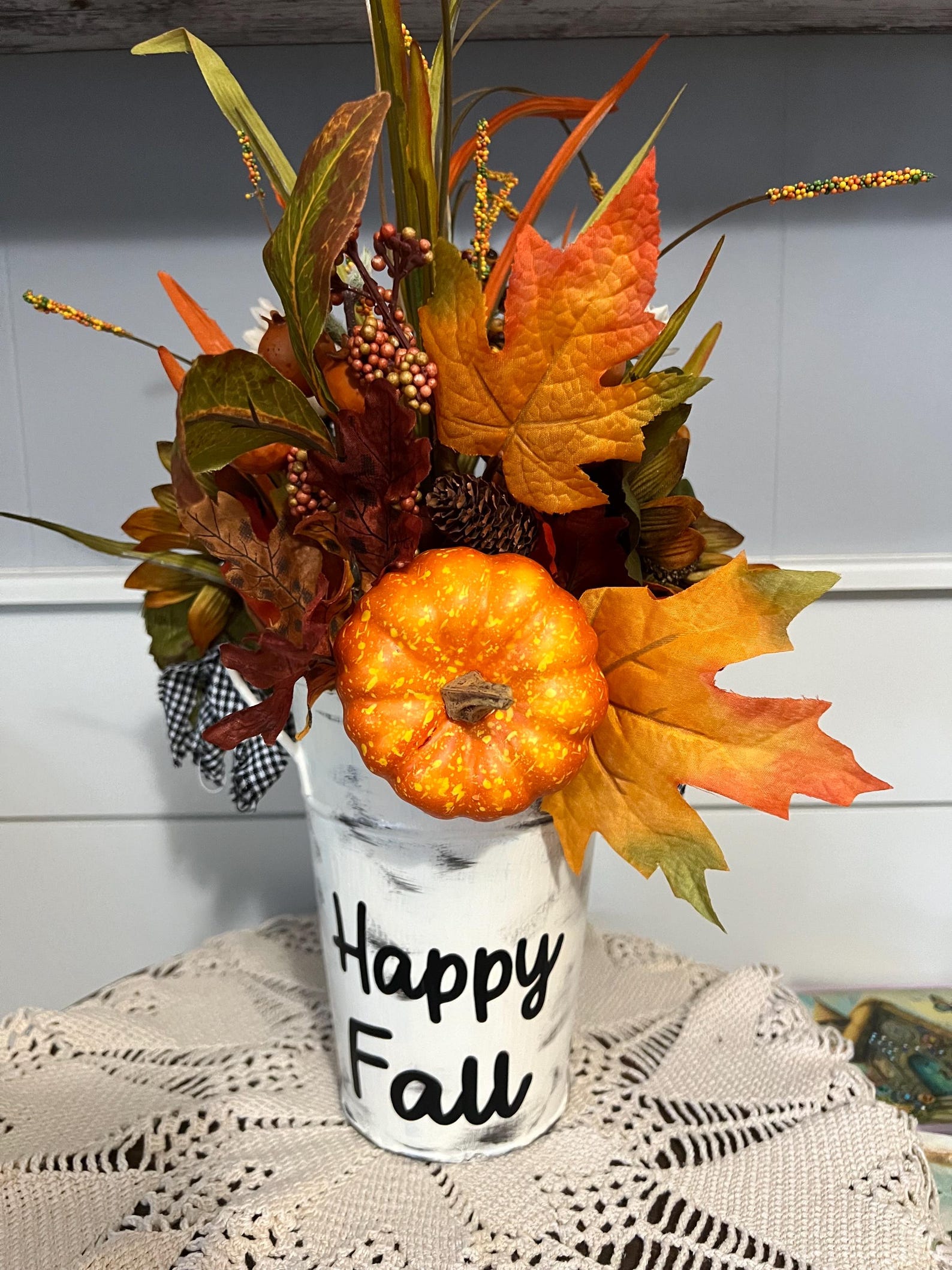 Happy Fall Metal Bucket Flower Arrangement - Etsy