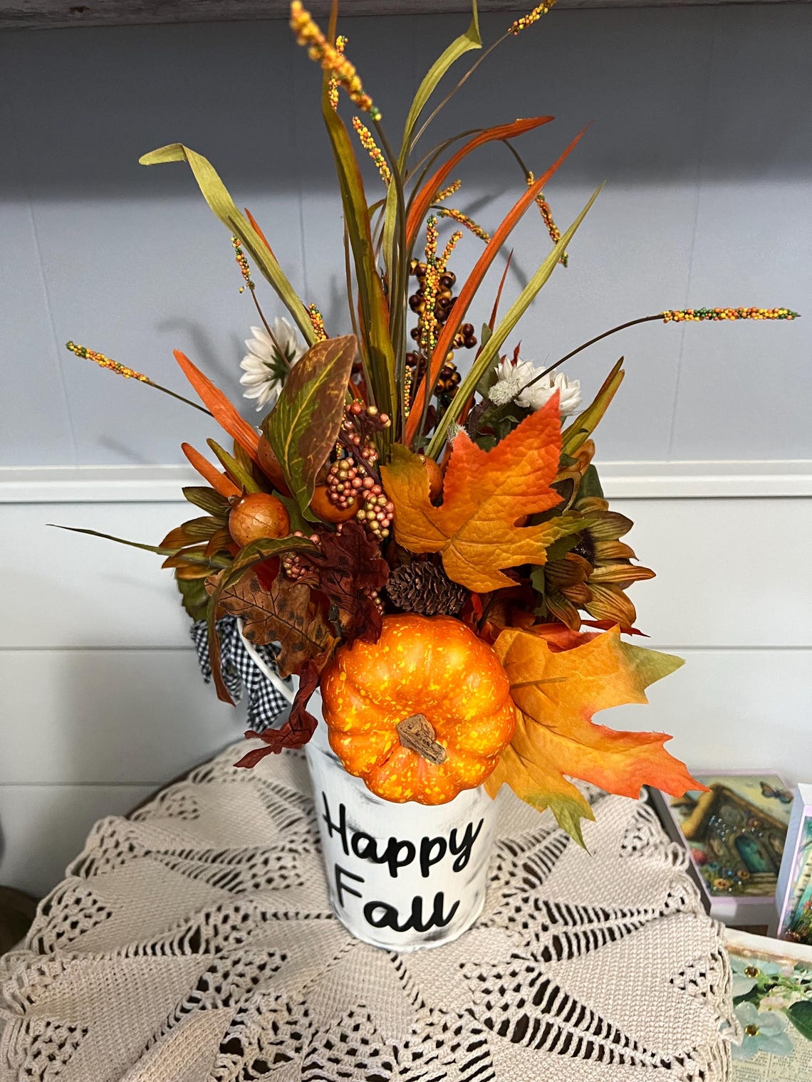 Happy Fall Metal Bucket Flower Arrangement - Etsy