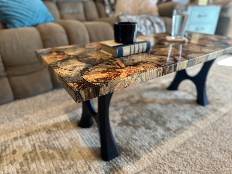 Handmade Pine Slice Epoxy Coffee Table - Rustic Modern Decor - Etsy