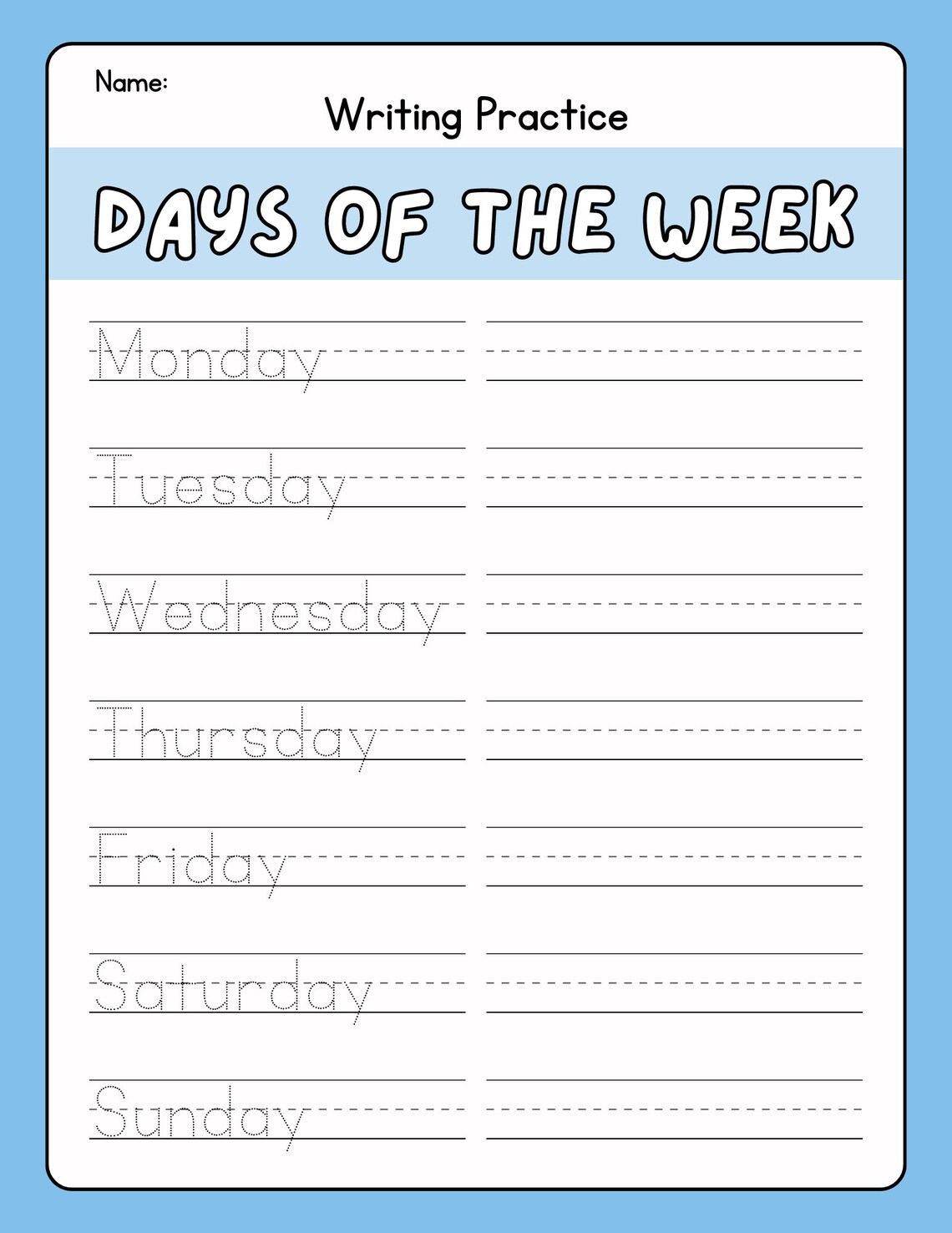 Practice Writing Template for Kindergarten, Practice Worksheets, and ...