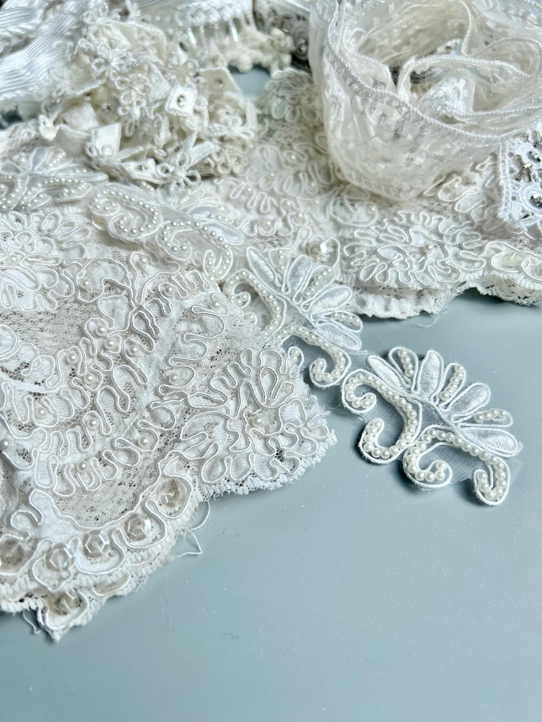 Grab Bag of Unique Vintage Bridal Lace, Silk, Rayon, Lace, Pleated ...