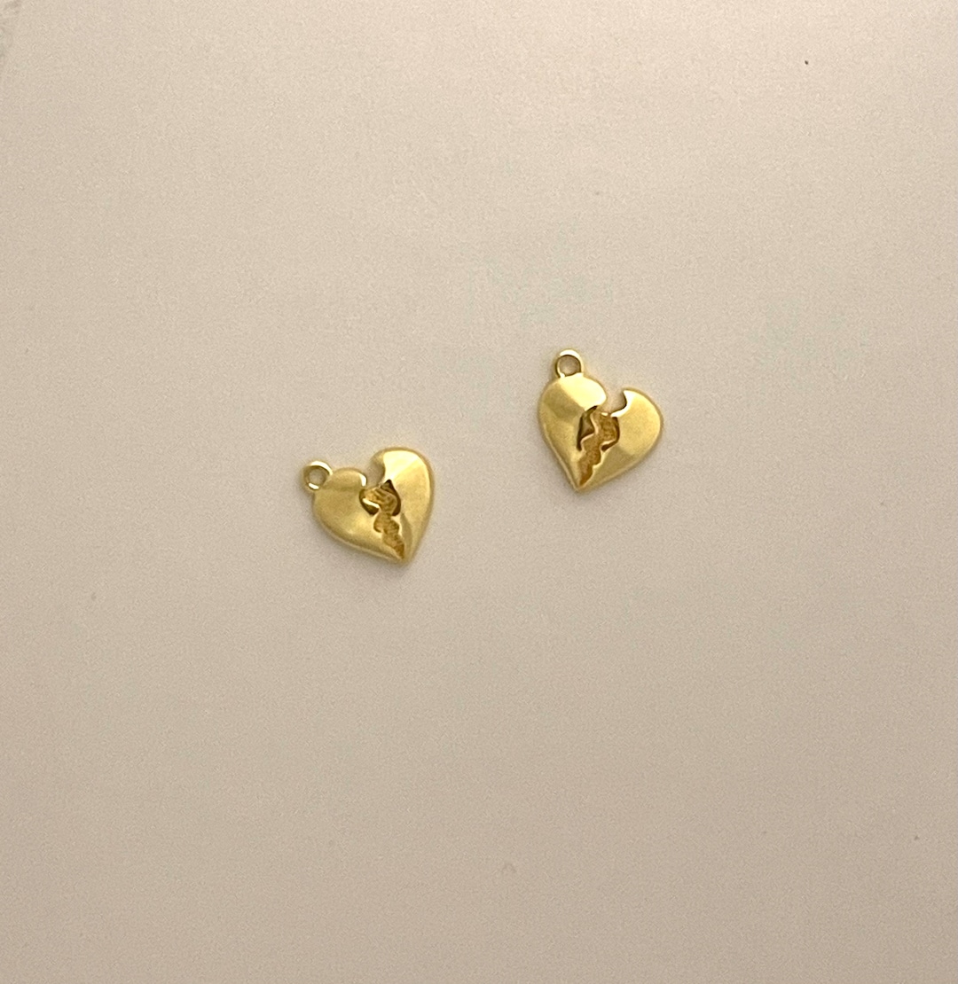 18K Gold Broken Heart Charms Pendants 18K Gold Filled Pendant Charm ...