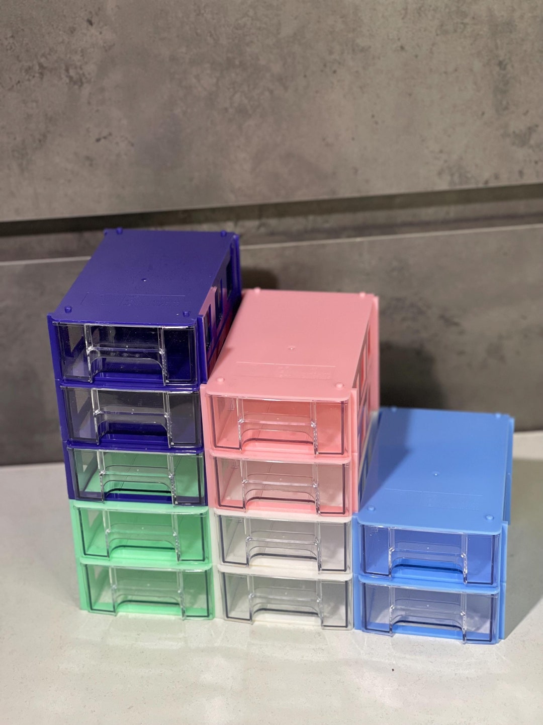 Clearance Multi Color Bead Storage Stackable Drawer Boxes Press on ...