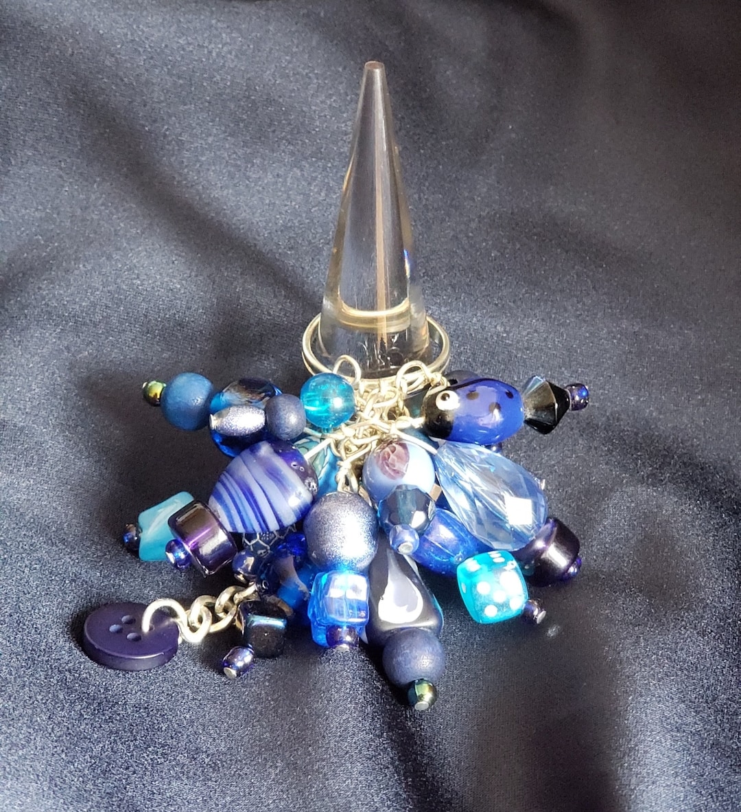 Bold Dark Blue Prom Ring Large Cascade Statement Ring, Big Ring - Etsy