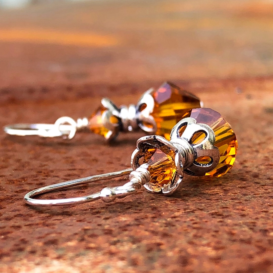 Yellow Topaz Crystal Earrings Sterling Silver - November Birthstone ...