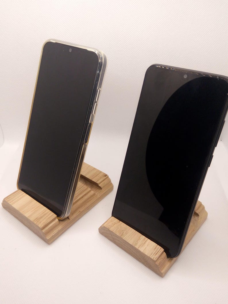 Oak Phone Stand, Wooden Tabletop Stand With Carved Edges - Etsy