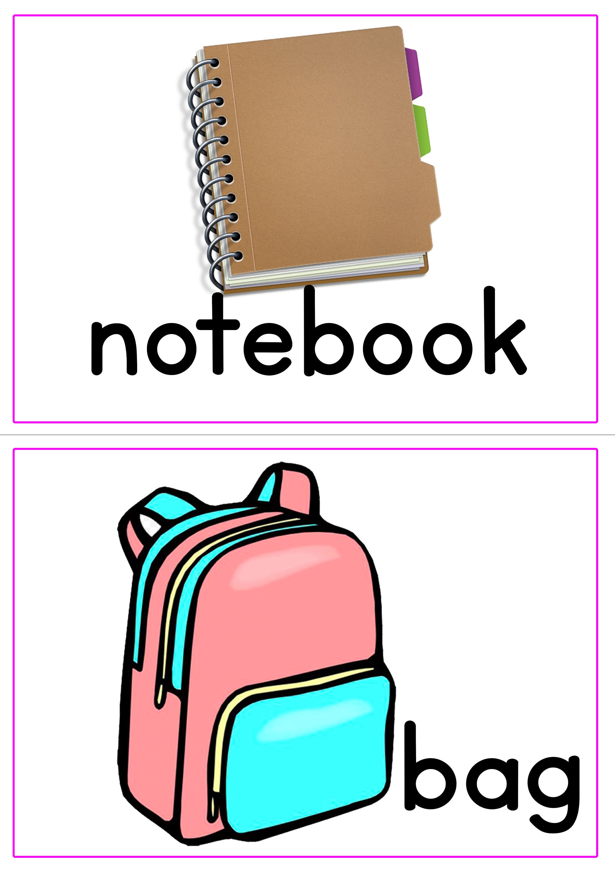 Printable 'things in the Classroom' Flash Cards - Etsy