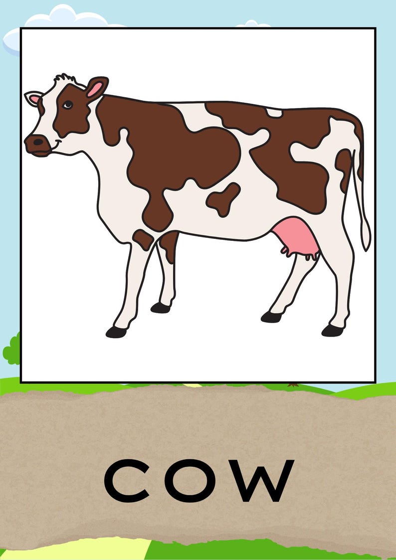 Printable 'farm Animals' Flash Cards (9 Cards) - Etsy