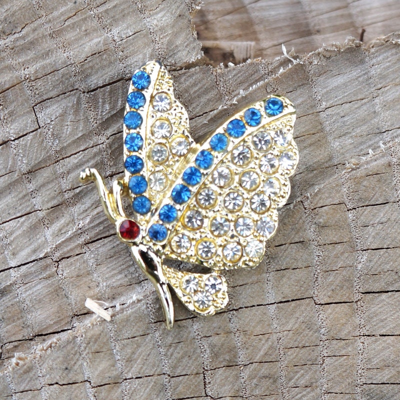 Rhinestone Butterfly Brooch - Etsy