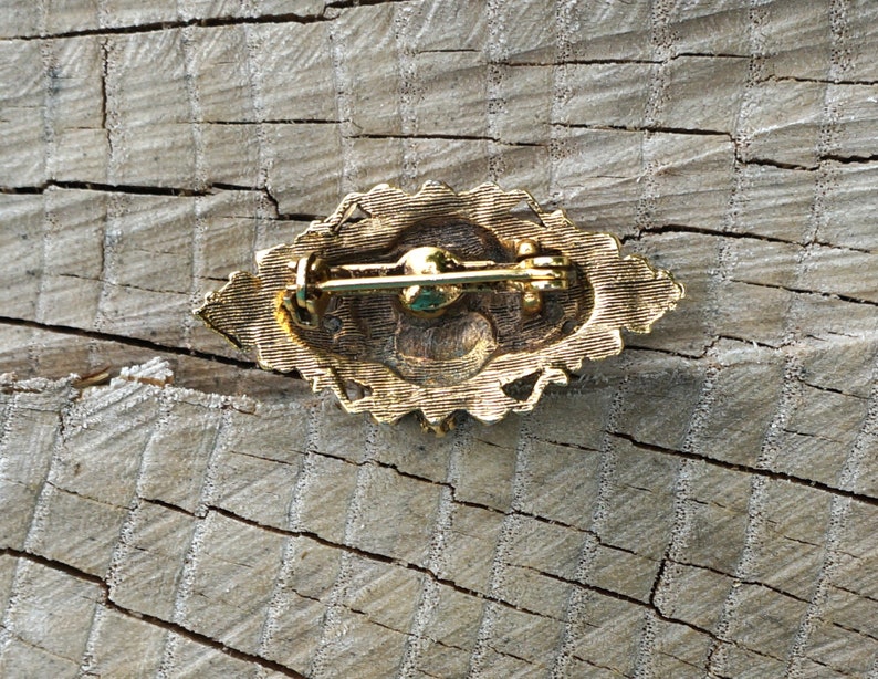 Vintage Root Beer Colored Stone Brooch/pin With Rhinestones and Faux ...