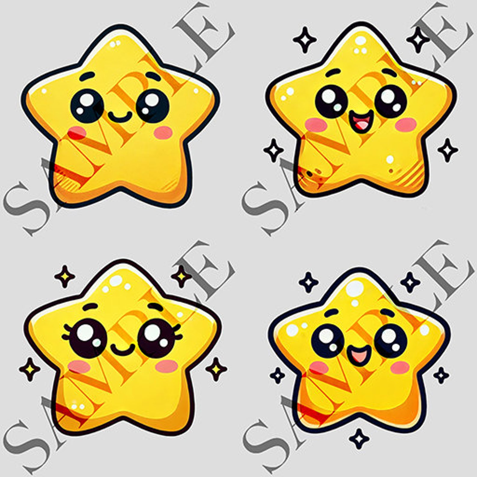 25 Cute Stars Sticker Art 2048x2048px 300dpi - Etsy