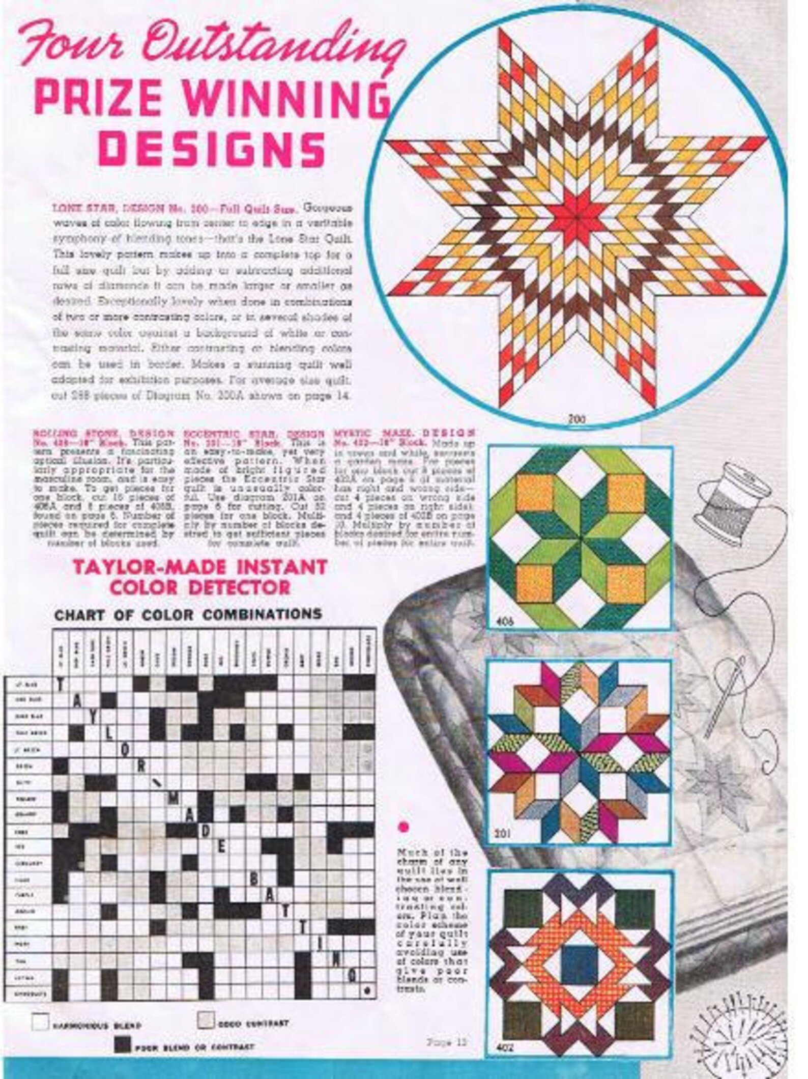 Quilts, Quilting Patterns, 31 Quilt Designs by Taylor Made, Vintage ...