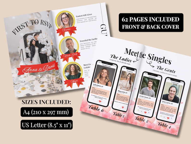 Customizable Wedding Magazine Template | 62 Page Editable Canva Program ...