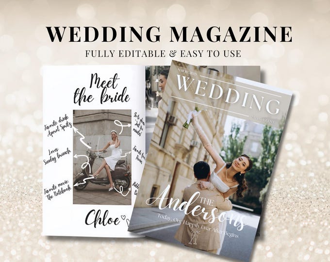 Canva Wedding Magazine Template: Customizable Wedding Program (digital ...