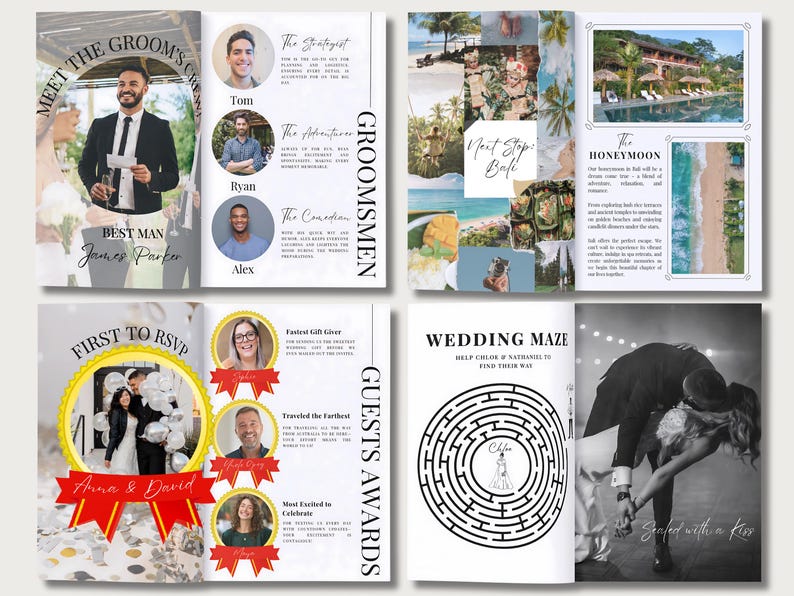 Customizable Wedding Magazine Template: 34-page Canva Layout (A4 & US ...