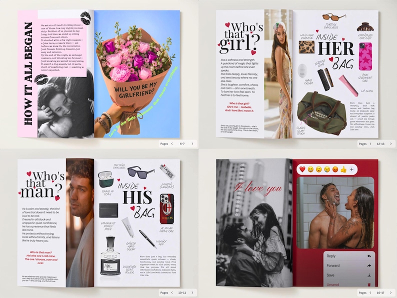 Couple Love Story Magazine Template, Editable Canva Anniversary Gift ...