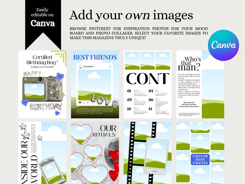 Personalized Birthday Magazine Template for Him | Canva (digital ...