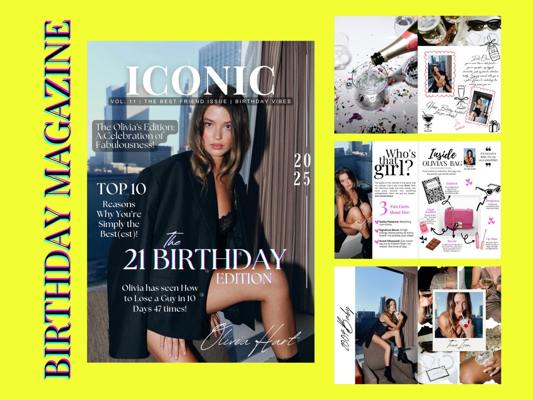 Personalized Birthday Magazine Template | Birthday Magazine for Best ...