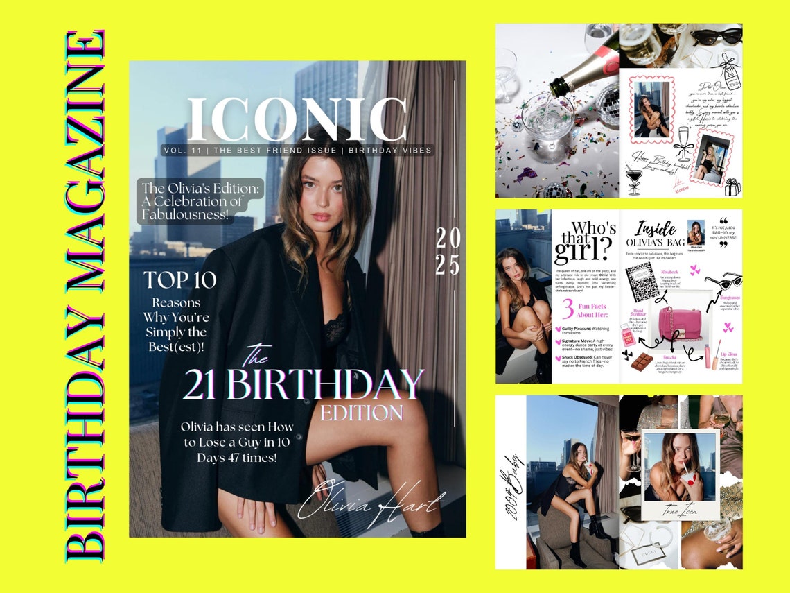 Personalized Birthday Magazine Template | Birthday Magazine for Best ...
