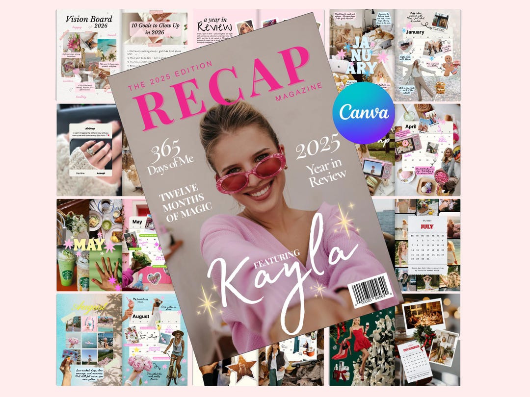 Year in Review Canva Magazine Template | Reflection Journal (digital ...