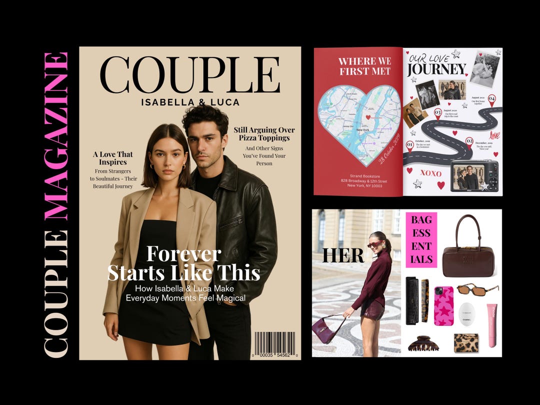 Anniversary Gift for Him, Couple Magazine Canva Template, Personalized ...