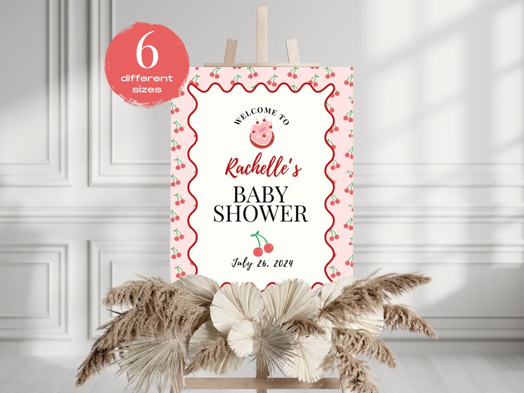 Cherry on Top Baby Shower Welcome Sign Editable Template | Girl Cherry ...