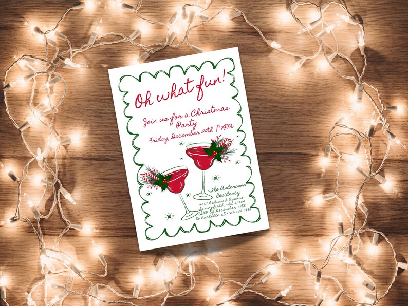 Oh What Fun Christmas Party Invitation Template | Hand Drawn Christmas ...