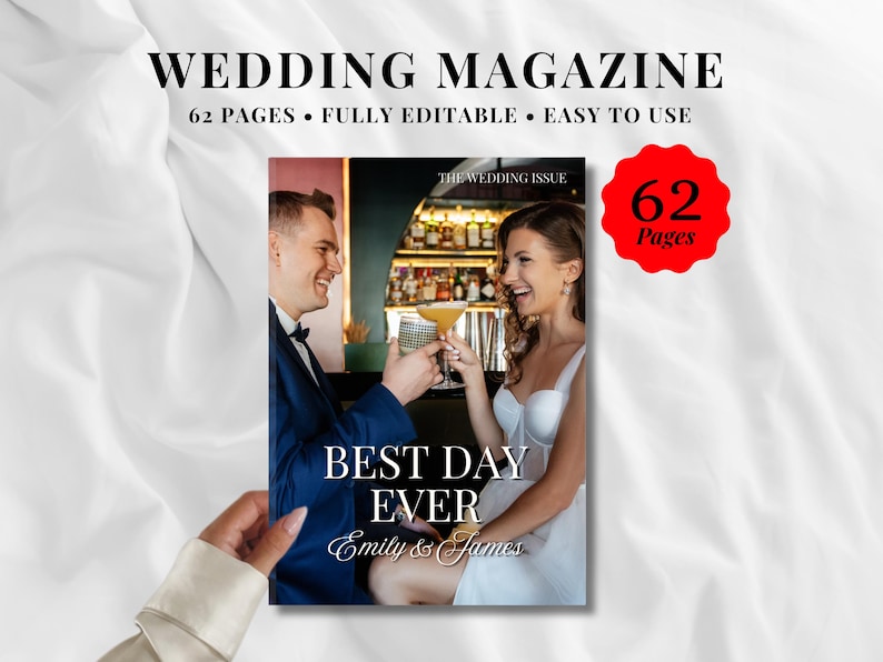 Customizable Wedding Magazine Template | 62 Page Editable Canva Program ...
