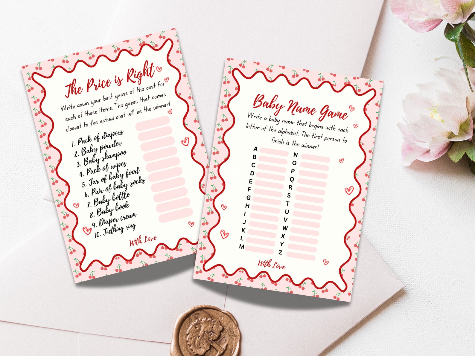 Cherry on Top Baby Shower Games Bundle Cherry Baby Shower Games Bundle ...