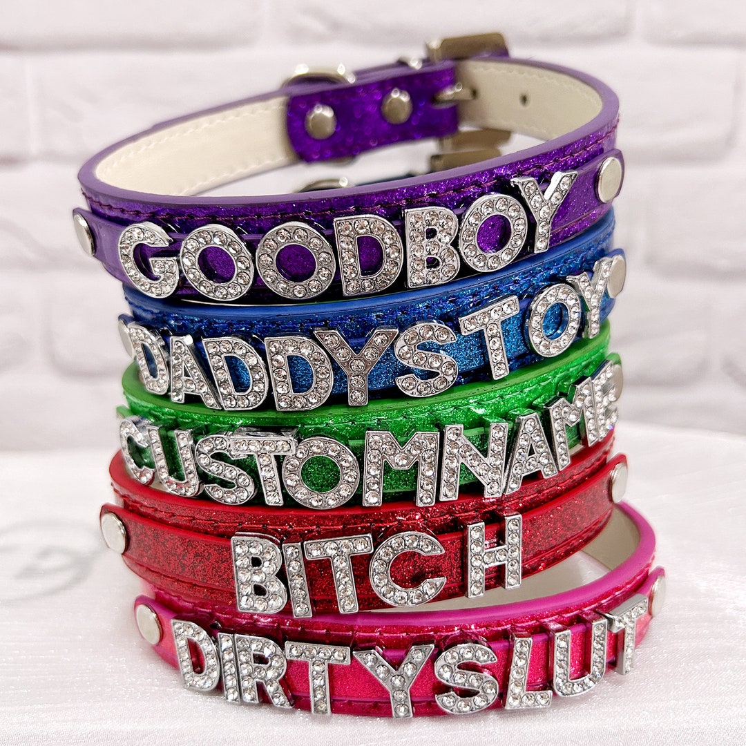 Multi Color Personalized Leather Collar for Humans,a Sparkling Diamond ...