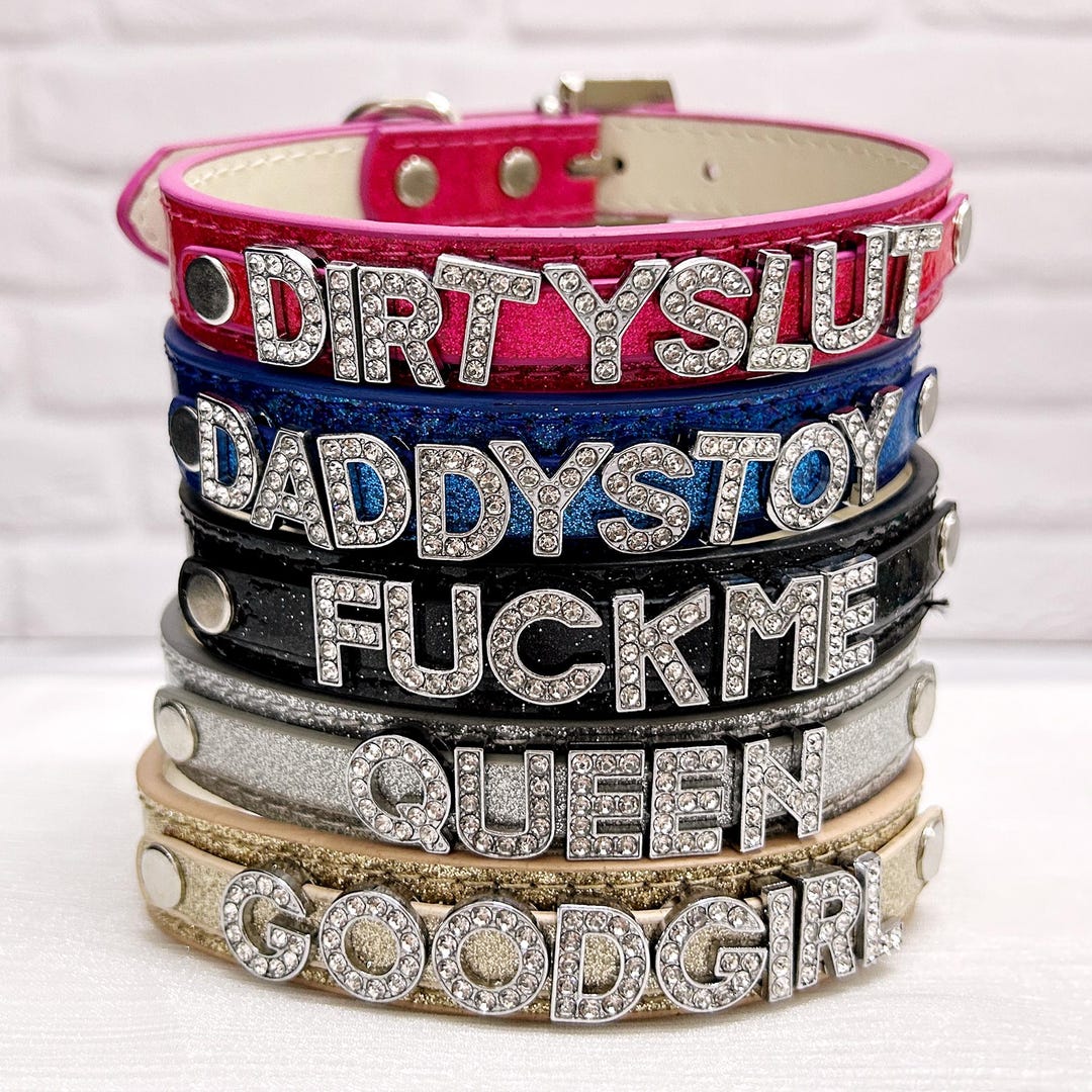 Multi Colored Custom Diamond Name Leather Collar for Humans,a Sparkling ...