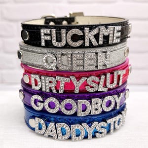 Multi Colored Custom Diamond Name Leather Collar for Humans,a Sparkling ...