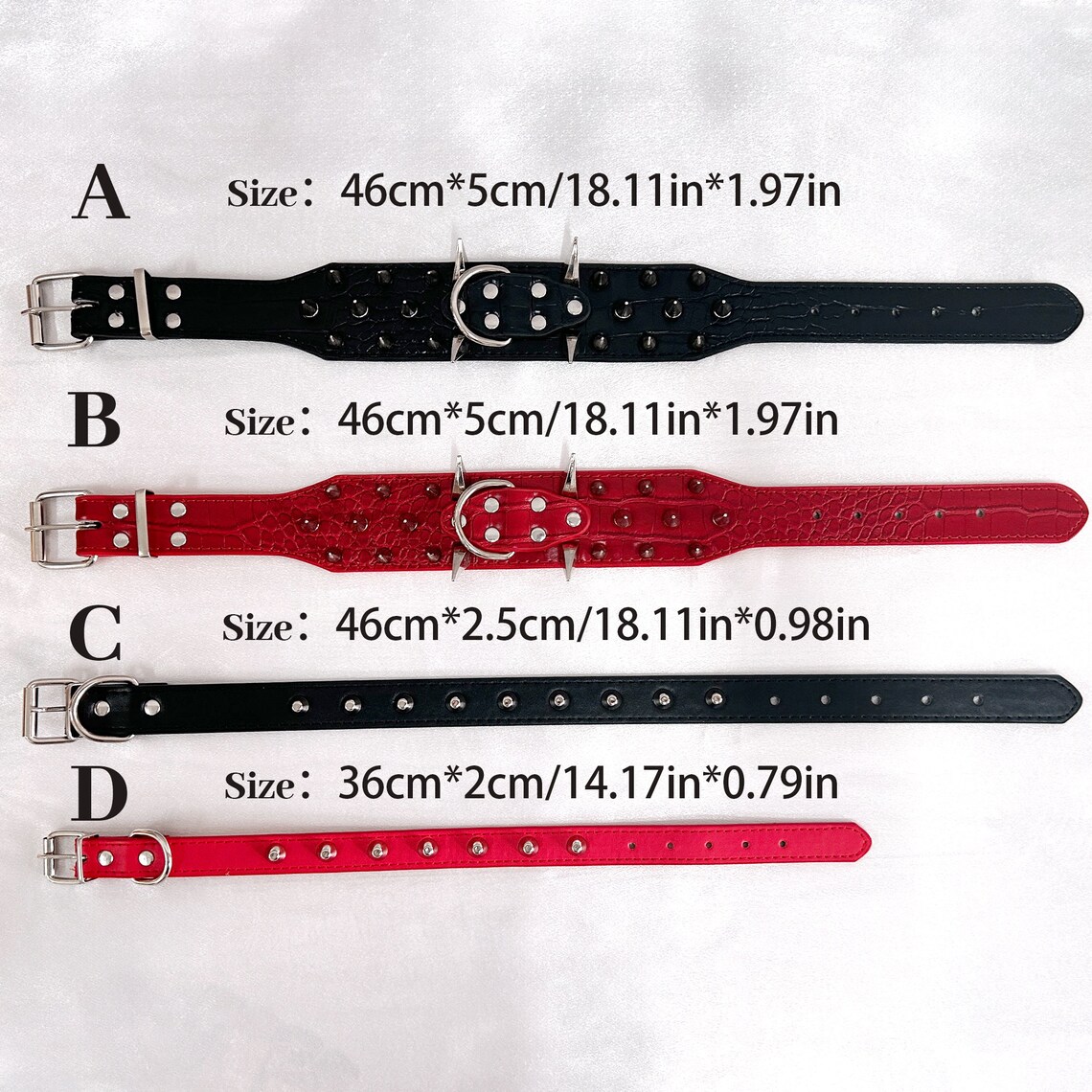 Black/red Solid Colored Rivet Leather Collar for Humans,adjustable ...