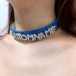Multi Colored Custom Diamond Name Leather Collar for Humans,a Sparkling ...
