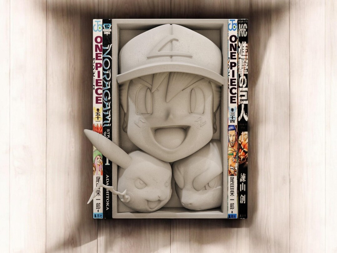 Pokemon Book Nook 3D Printed Ash & Pikachu Shelf Decor Wall-mountable ...