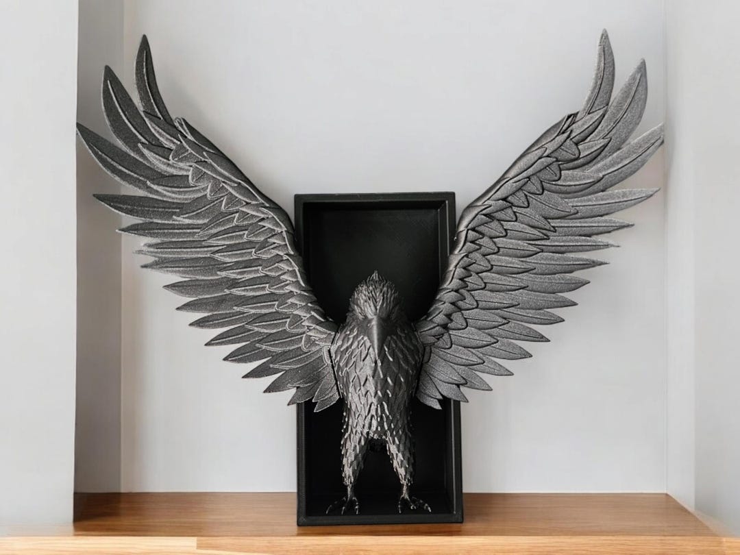 3D Printed Raven Wall Decor - Gothic Bird Art - Fantasy Home Decor - Etsy