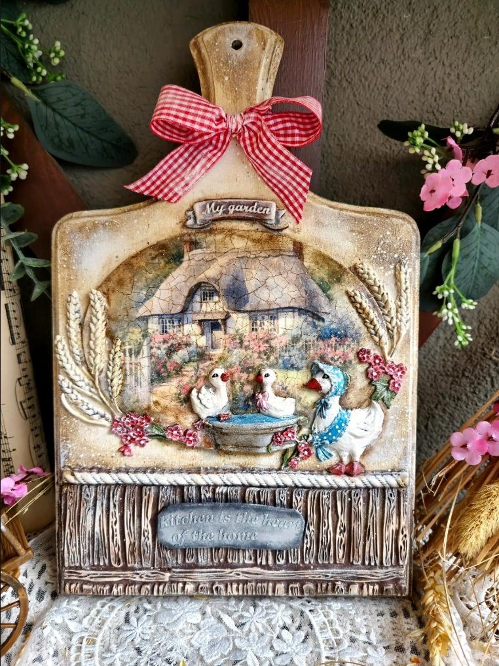 Wooden Kitchen Decor Cutting Board, Countryside Rustic Style ...