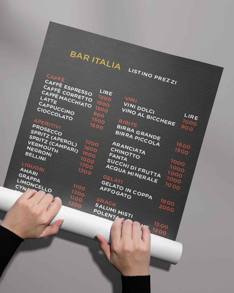 Bar Italia Framable Print • Various Sizes for Your Space • Perfect Gift ...