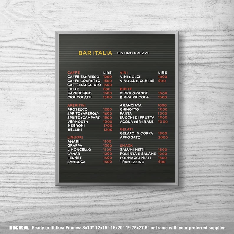 Bar Italia Framable Print • Various Sizes for Your Space • Perfect Gift ...