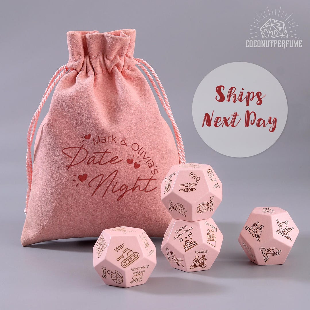 Personalized Date Night Dice Set - Valentine's Gift, Pink Date Gift ...