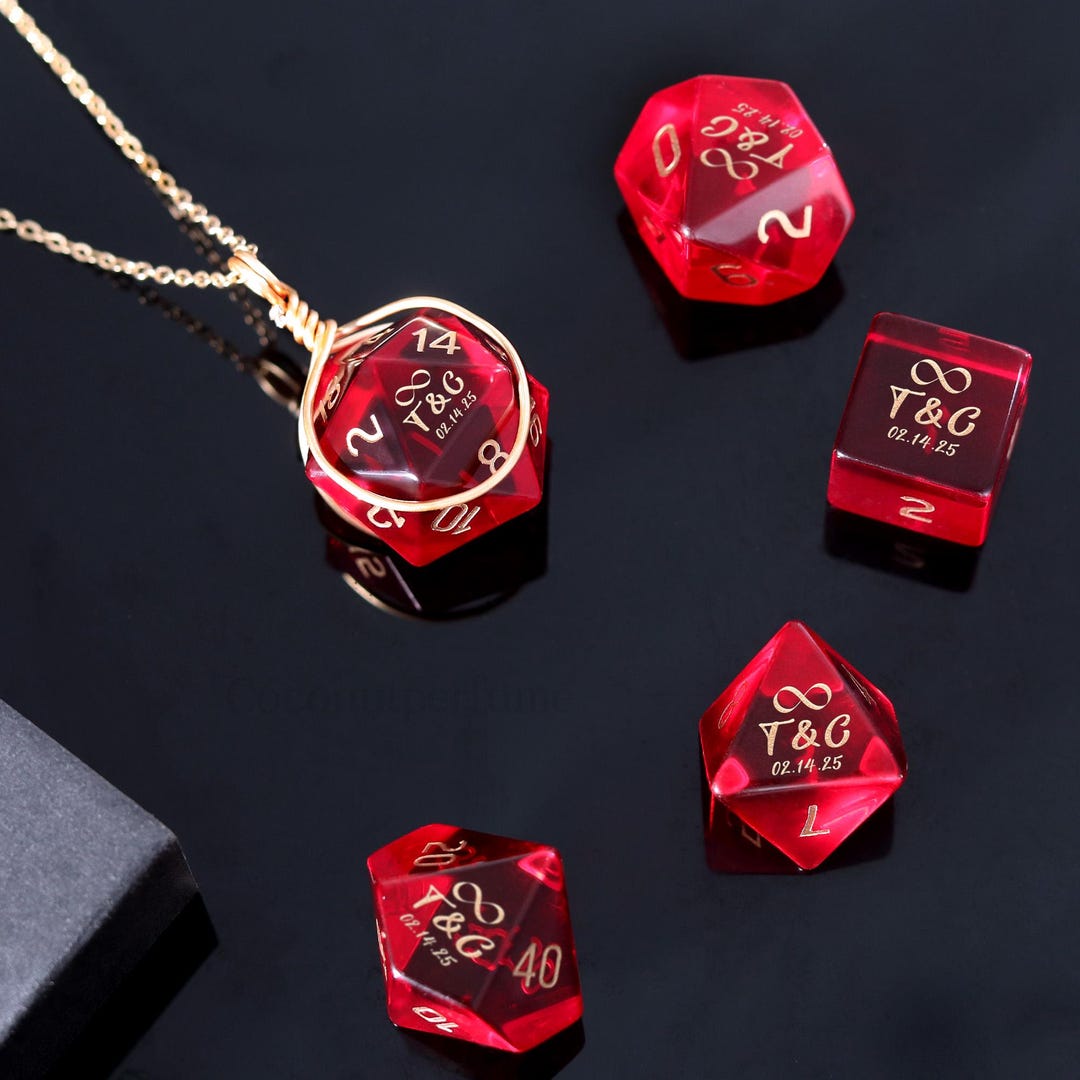 D20 Dice Chain - Personalized Wedding Dice Set, Gemstone D20, Couple ...
