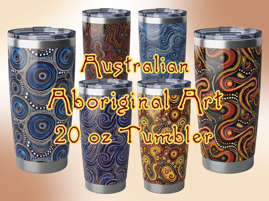 Aboriginal Art Tumbler, Vibrant Insulated Mug, Australian Native Dot ...