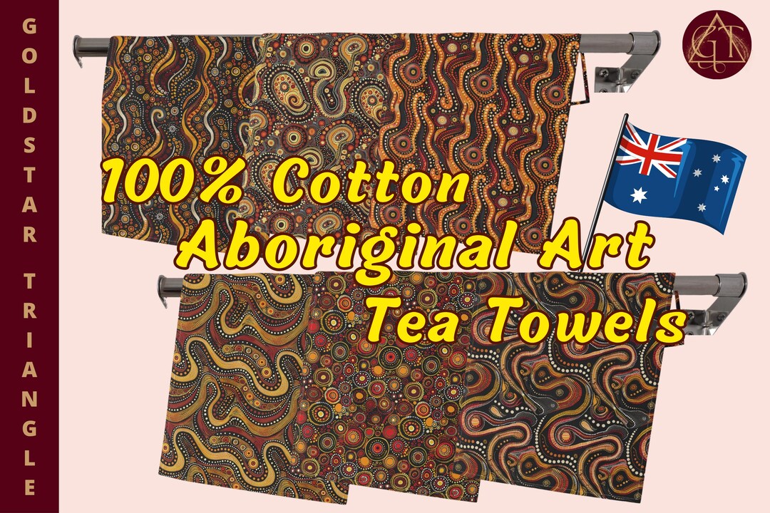 Aboriginal Tea Towel, Colorful Indigenous Art Cotton Towel, Australian ...