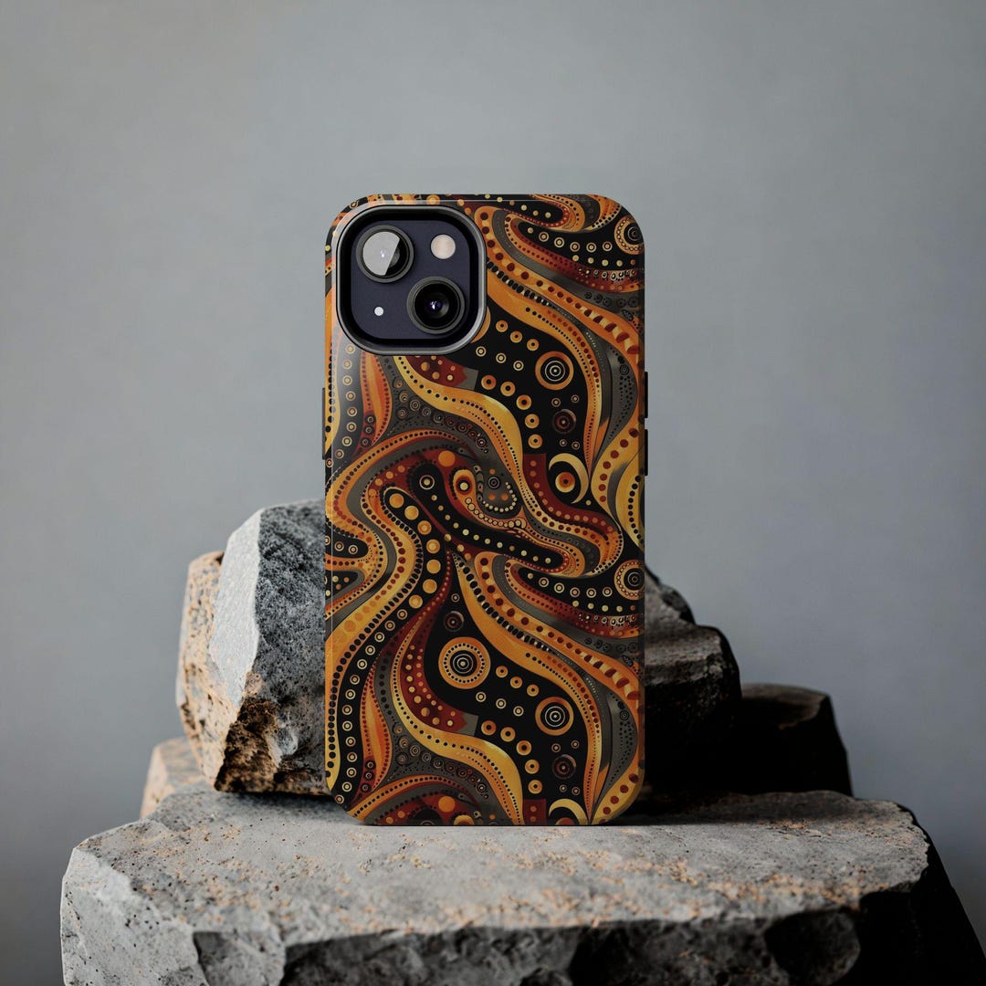 Beautiful Aboriginal Art Phone Case, Vibrant Earth Colors Indigenous ...